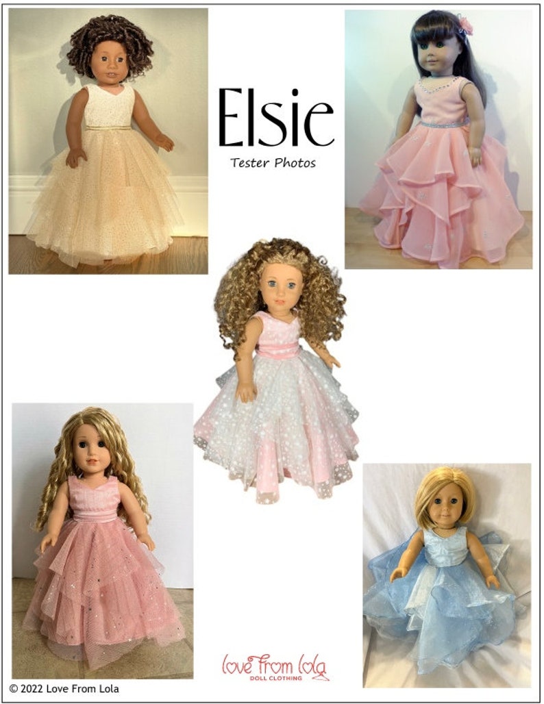 Elsie Dress 18 Inch Doll Clothes Pattern - Love From Lola - PDF - Pixie ...