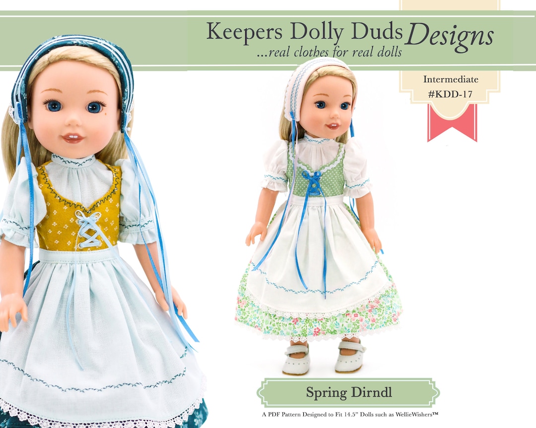 Spring Dirndl German Style 14.5 Inch Doll Clothes Pattern Instant ...
