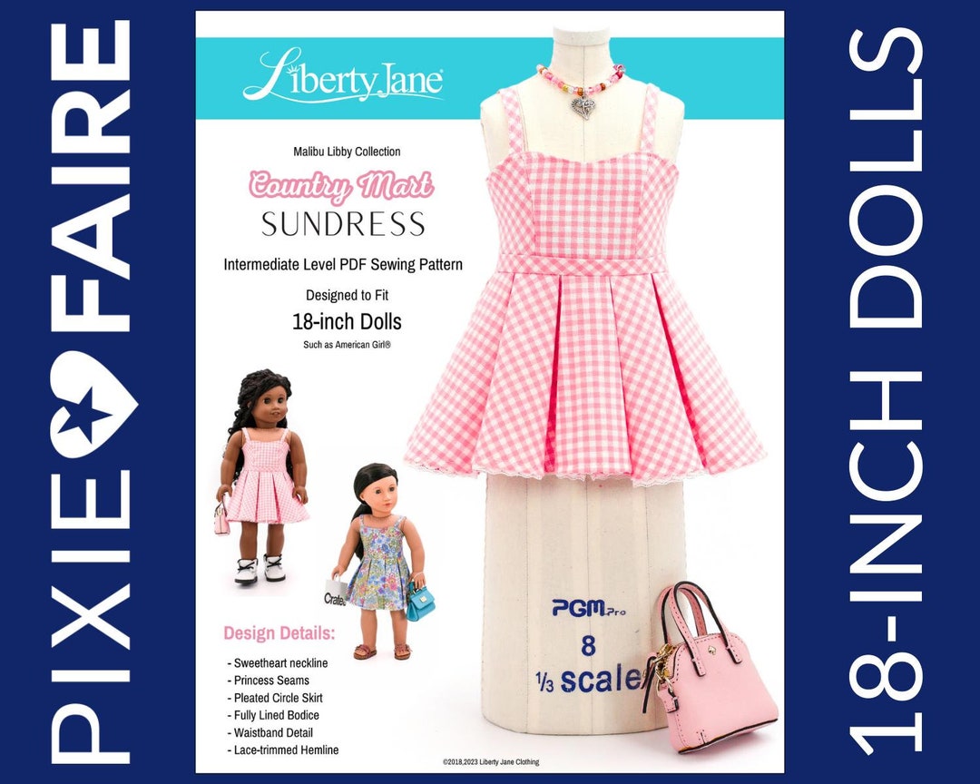 Country Mart Sundress 18 Inch Doll Clothes Pattern Fits Popular 18 ...