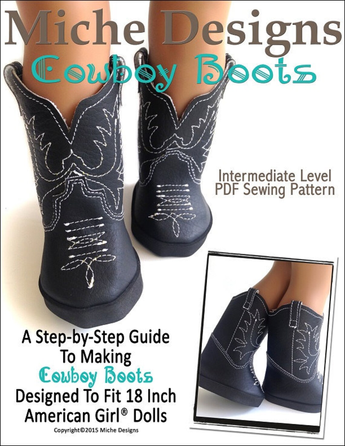 Cowboy Boots 18 Inch Doll Clothes Shoe Pattern Fits Popular 18" Dolls ...