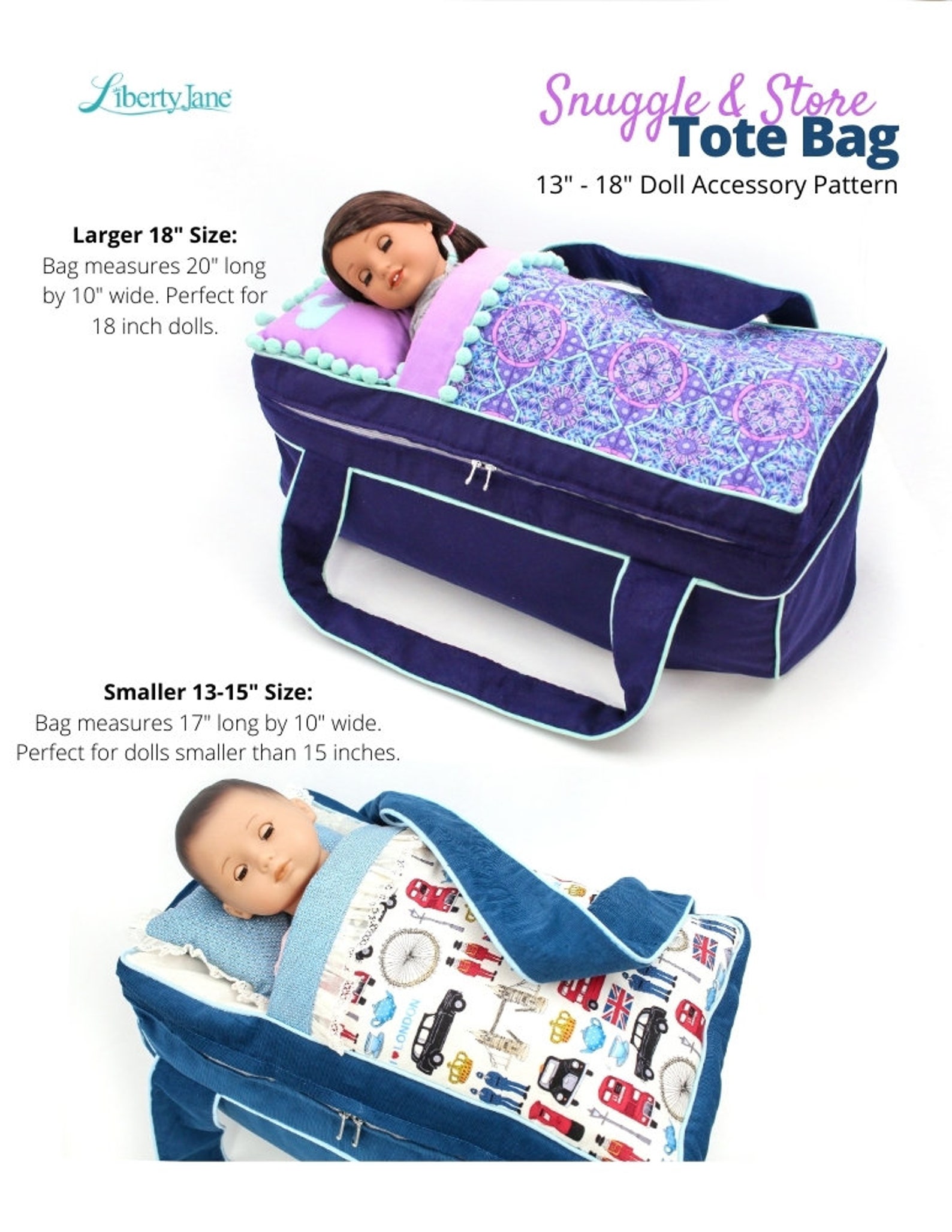 Snuggle & Store Tote Bag 14 -18 Inch Doll Carrier Pattern by Liberty ...