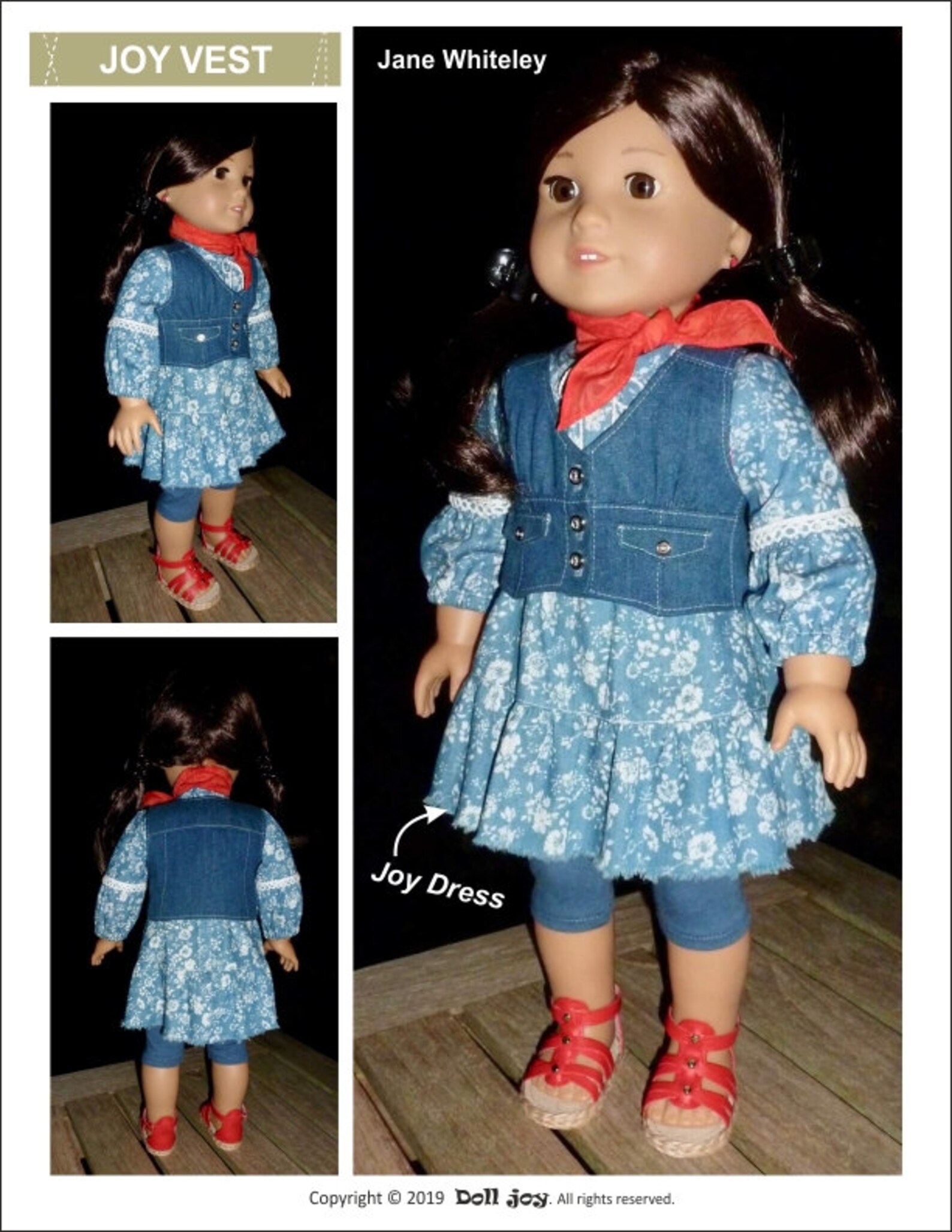 Joy Vest 18 Inch Doll Clothes Pattern Fits Dolls Such as American Girl ...