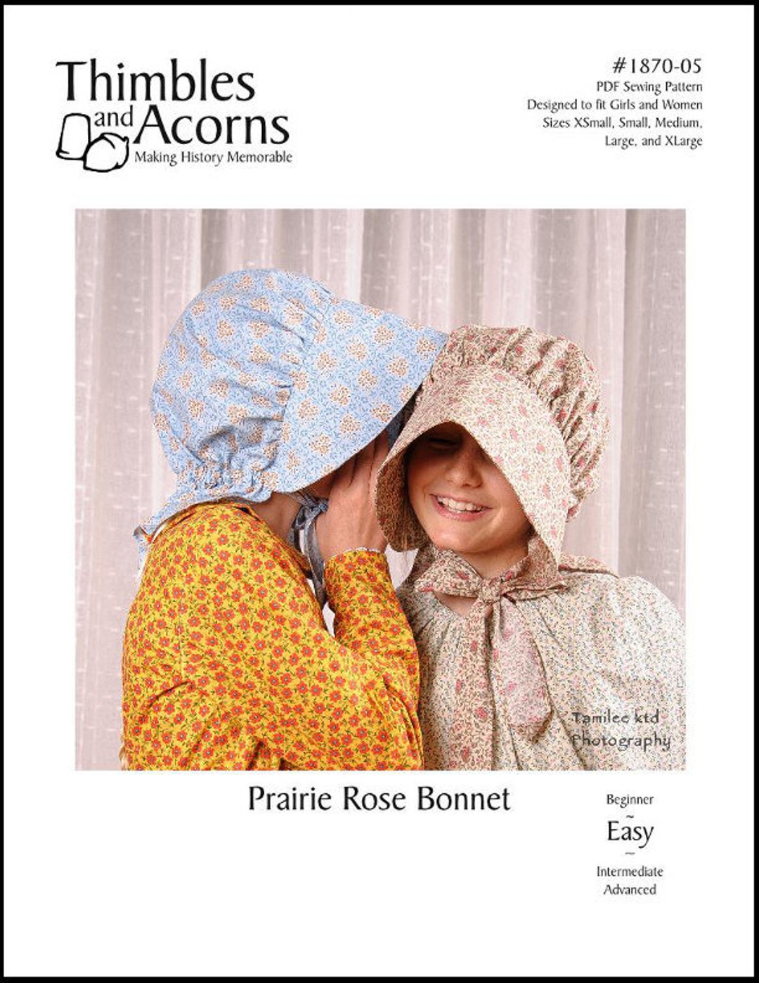 Prairie Rose Bonnet Pattern for Girls and Women Thimbles and - Etsy