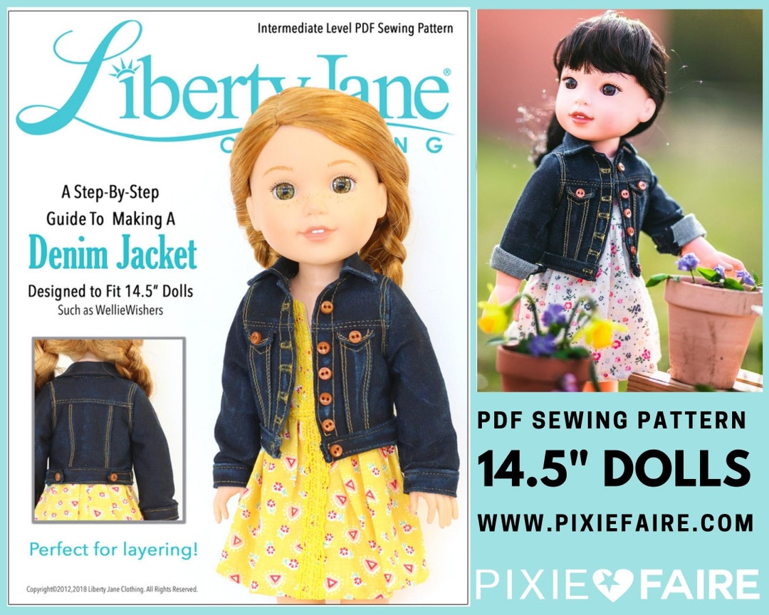 Denim Jacket 14.5 Inch Doll Clothes Pattern Instant Download - Liberty ...