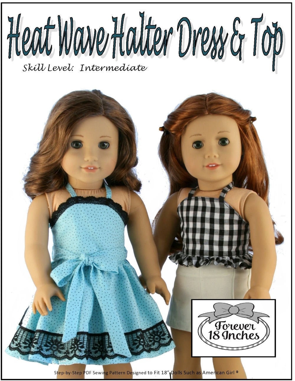 Heat Wave Halter Dress and Top 18 Inch Doll Clothes Pattern - Etsy