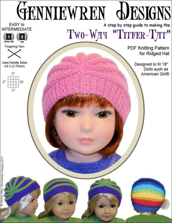 Two-way Titfer-tat Ridged Hat 18 Inch Doll Clothes Knitting | Etsy