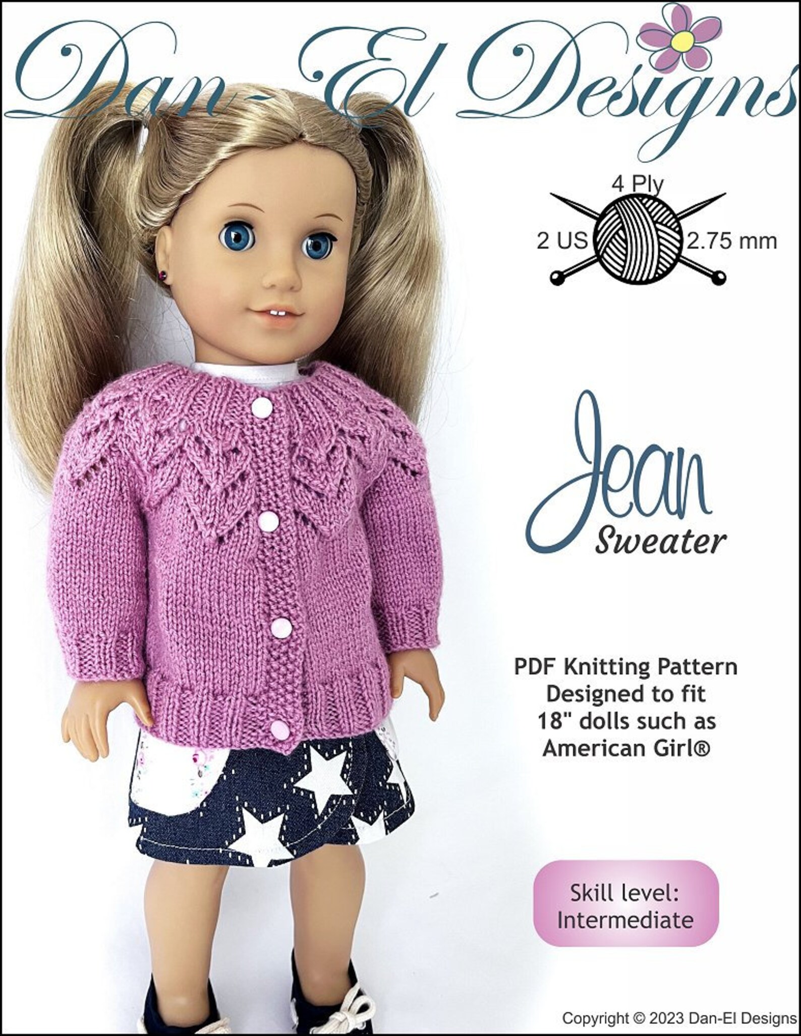 Jean Sweater 18 Inch Doll Clothes Knitting Pattern Fits Popular 18 ...