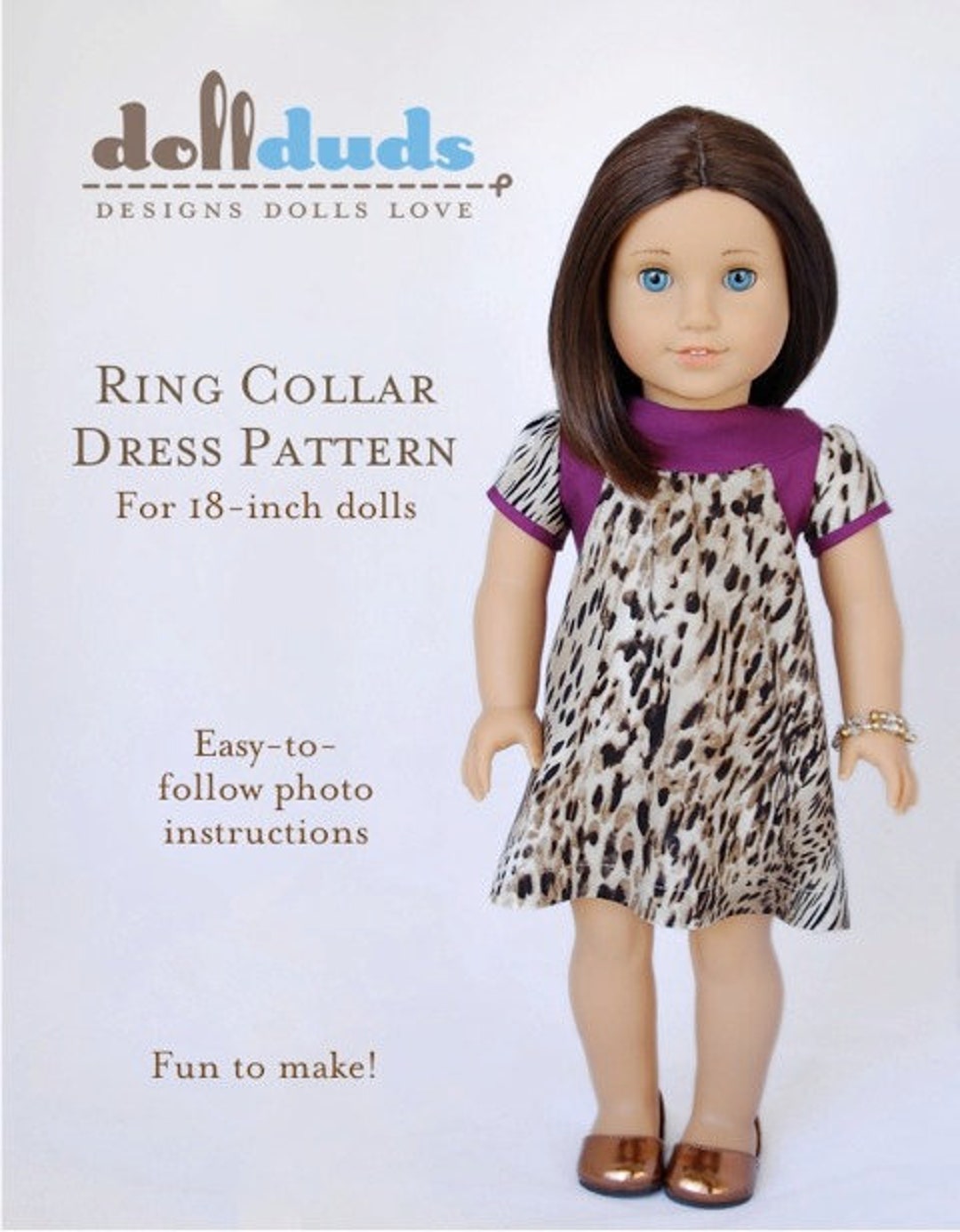 Ring Collar Dress 18 Inch Doll Clothes Pattern Fits Popular 18" Dolls ...