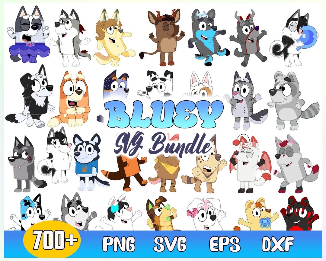 Blue Heeler Clipart Bundle, Blue Svg, Blue Dog Vector, Blue Cartoon ...
