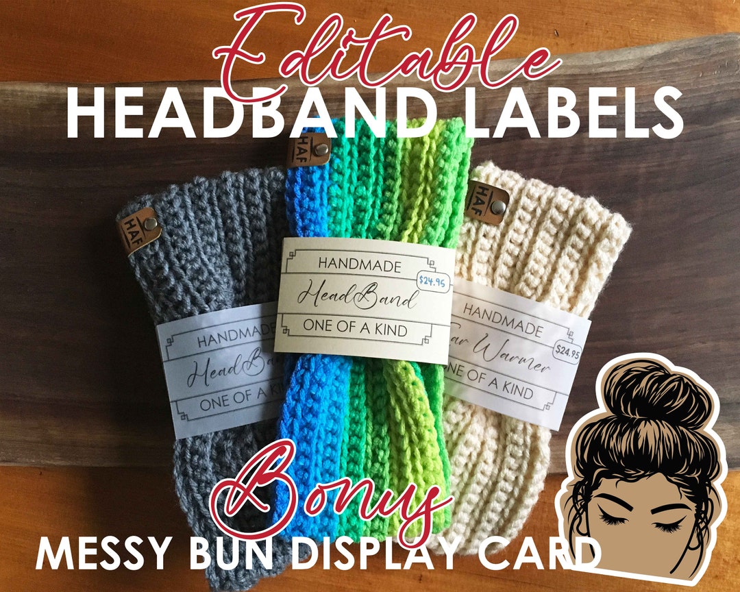 Editable Crochet Headband Tags: Rustic Printable Labels (PDF) - Etsy