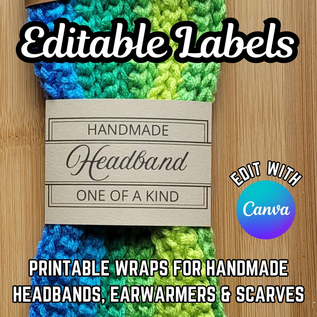 Editable Printable Headband Labels, Ear Warmer Tags, Hand Knit Scarf ...