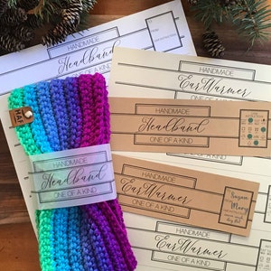 Printable Headband Labels, Ear Warmer Tags, Messy Bun Display Girl ...