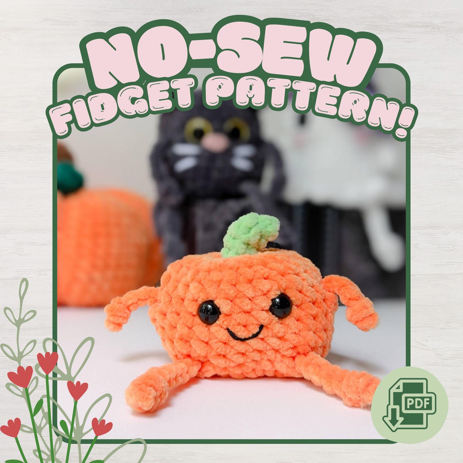 Niblet the Pumpkin Pully Plush Munchkin No-sew Amigurumi Crochet ...