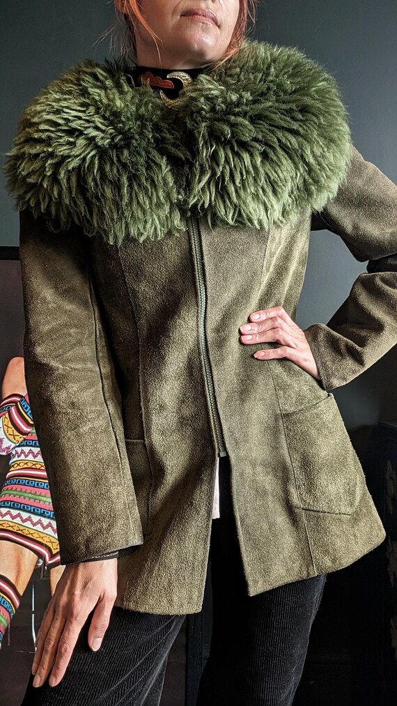 vintage moss green fur - Gem
