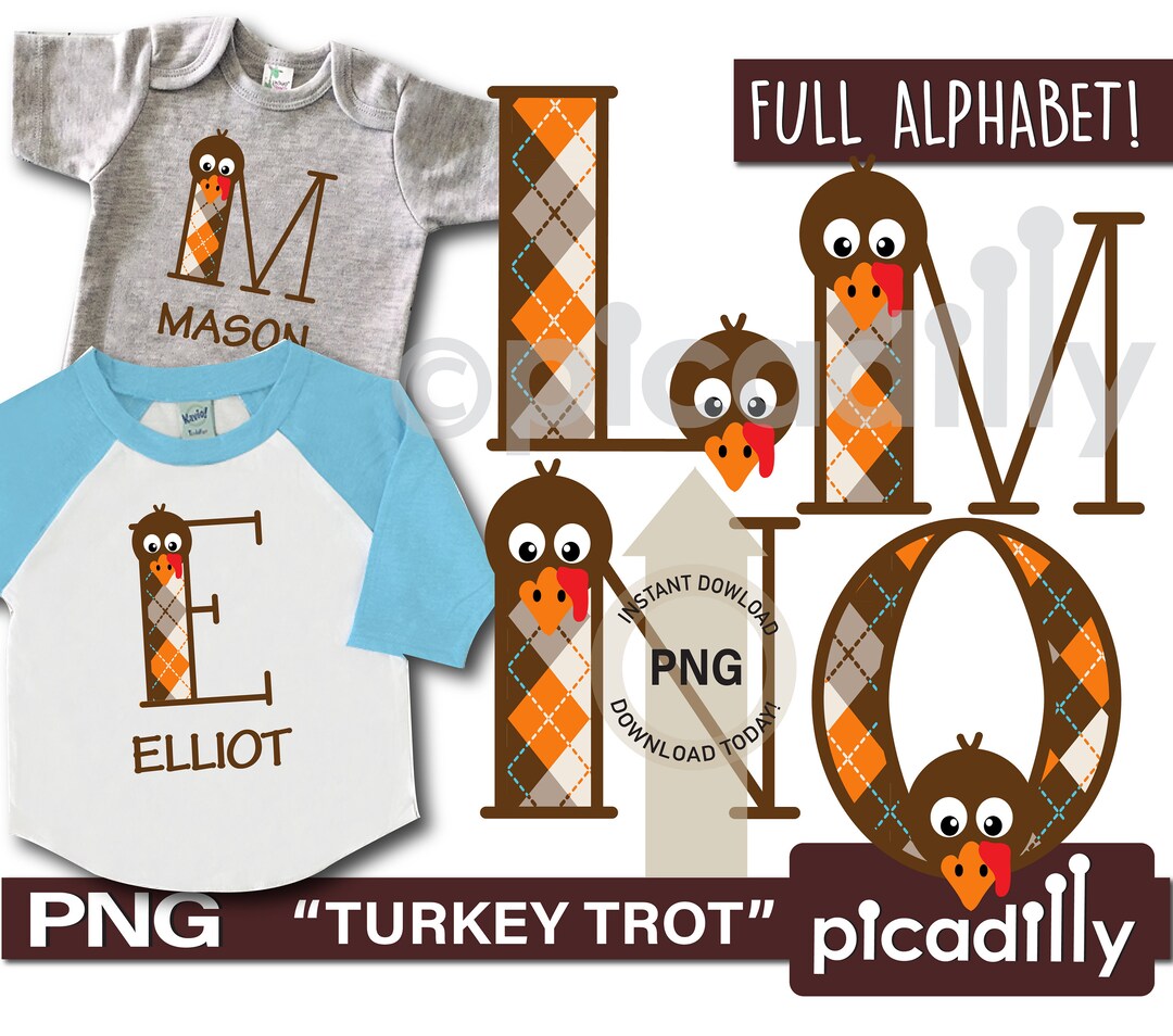 Thanksgiving Alphabet PNG, Turkey Alphabet Sublimation Letters, Turkey ...