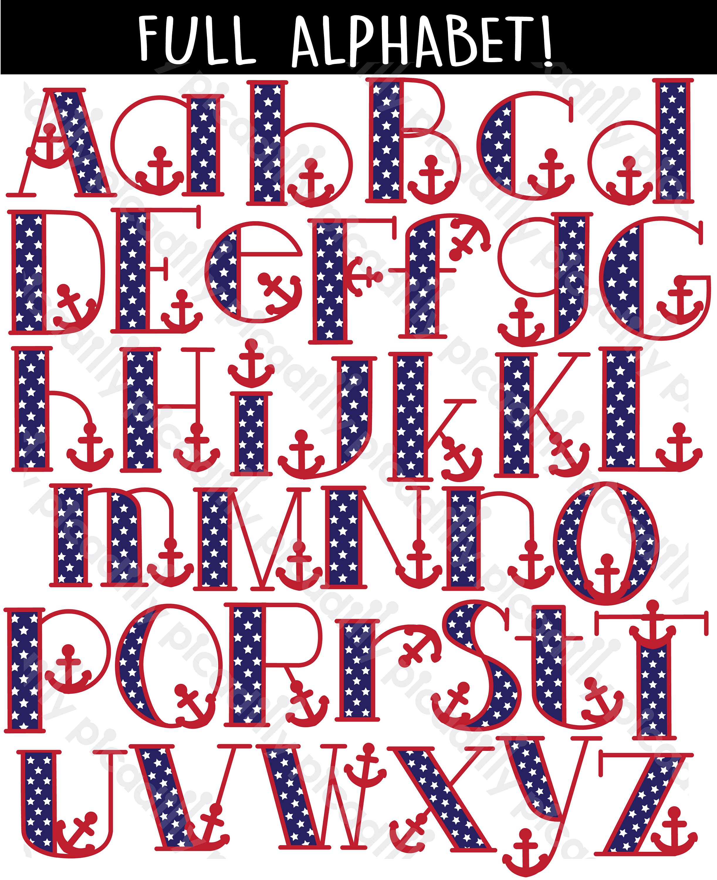 Nautical Alphabet SVG, Anchor Svg, Nautical Monogram PNG, Kids Nautical ...