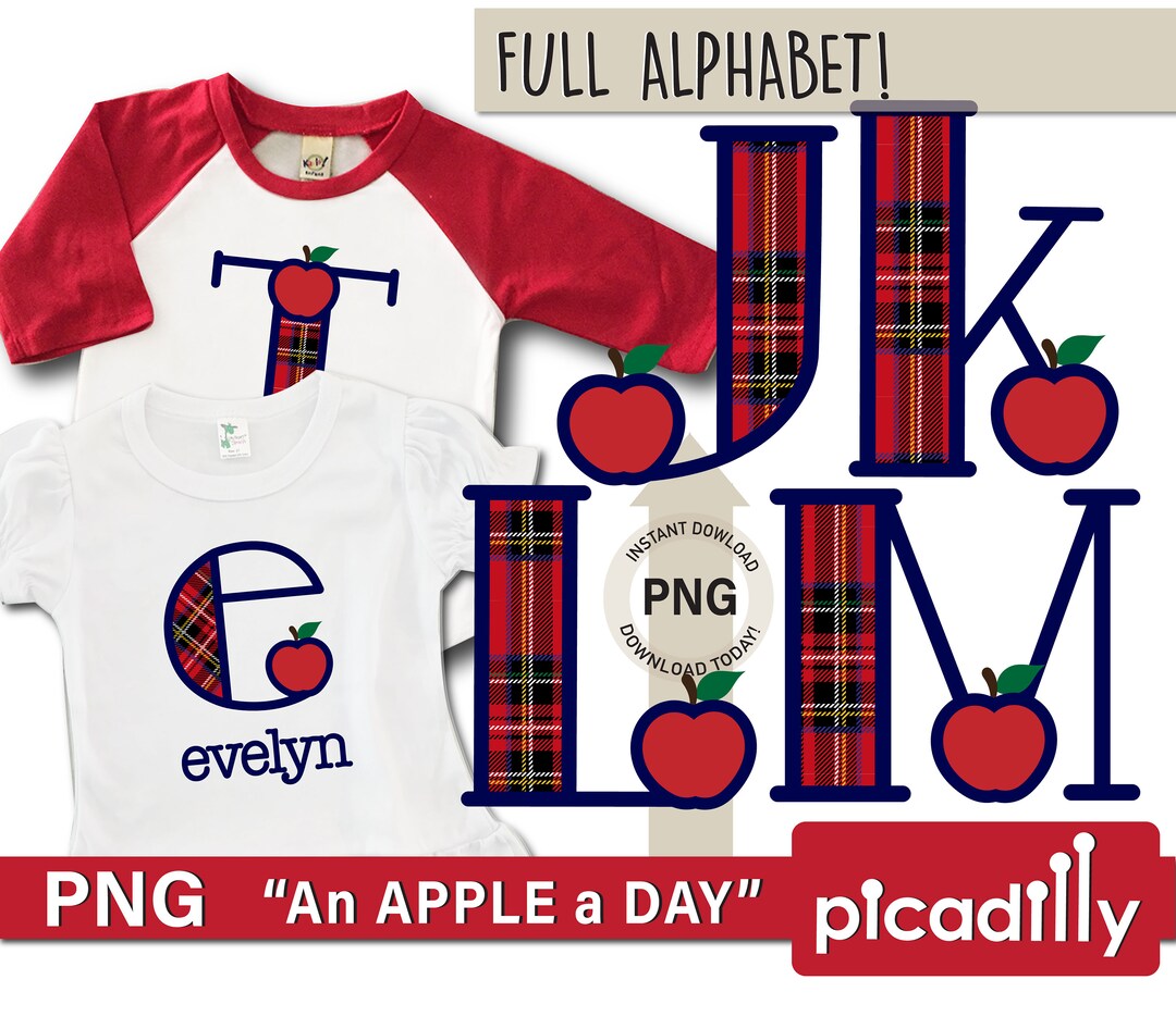 School Alphabet PNG, Kids School Monogram Sublimation Design, Teachers ...