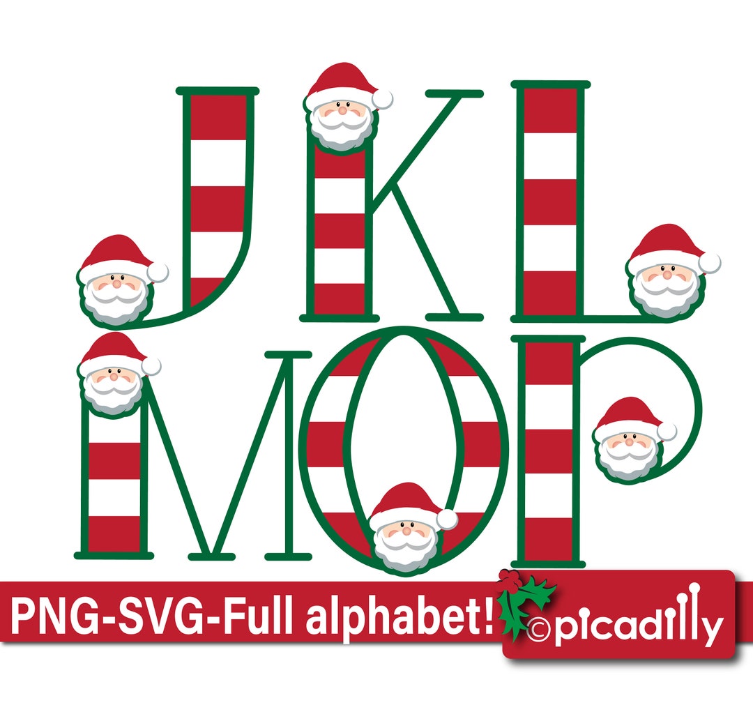 Kids Santa Initials Sublimation Files, Santa Alphabet SVG, Boys Santa ...