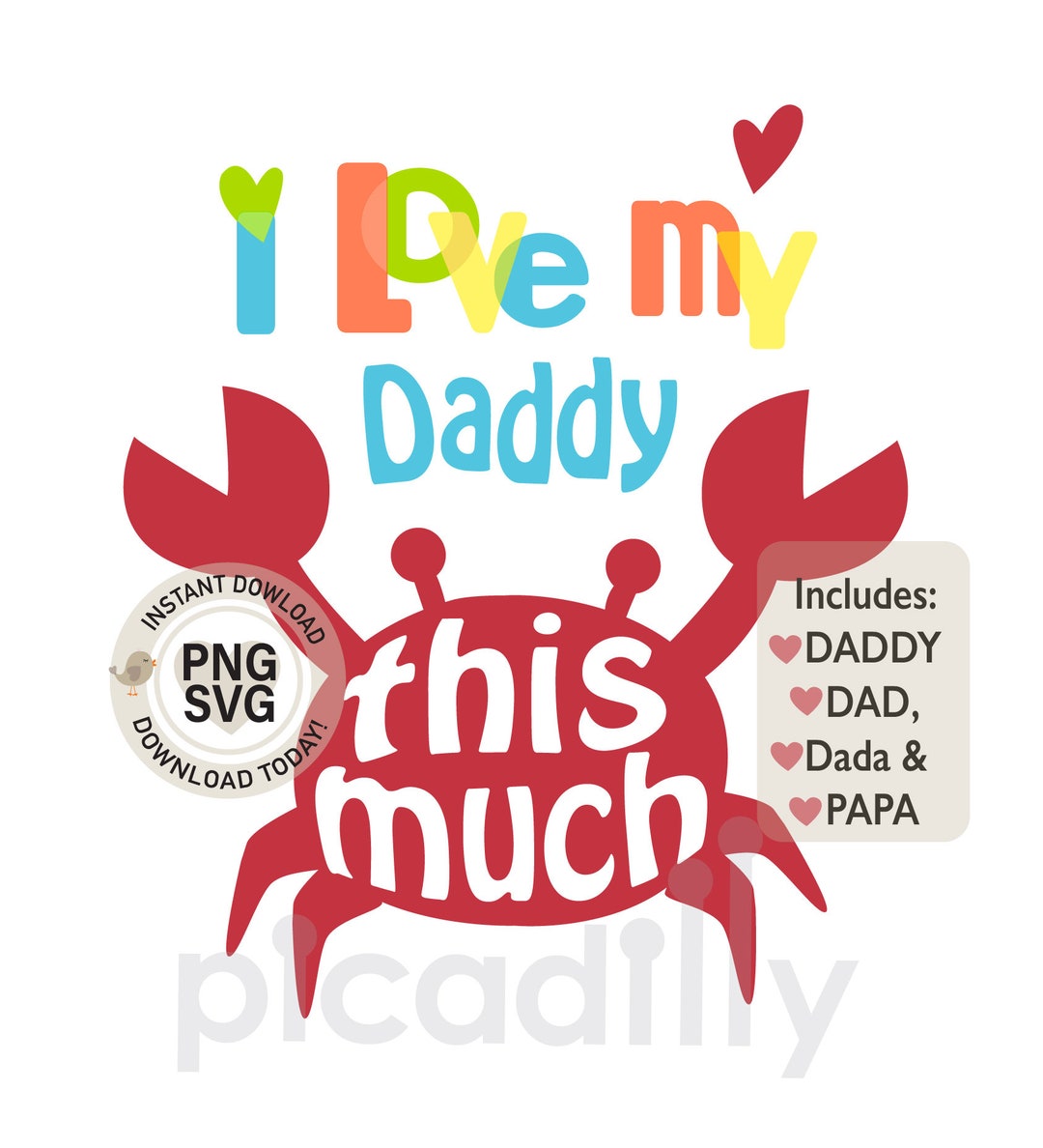 I Love My Daddy SVG, Crab I Love My Dad This Much Svg, Fathers Day ...