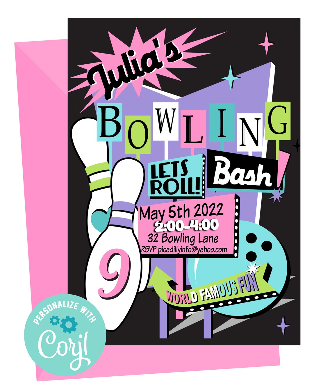 Girls Bowling Party Digital File Girls Bowling Birthday Party - Etsy