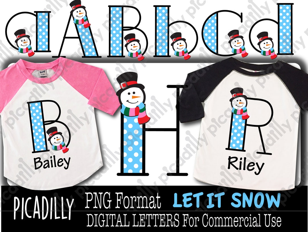 Snowman Alphabet Digital File, Winter Monogram PNG, Snowman Font PNG ...