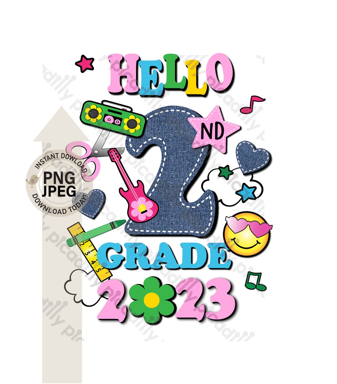 Girl 2nd Grade Retro PNG, Girl First Day of School Hippie Digital File ...