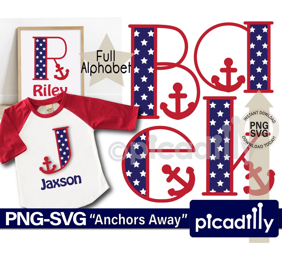 Nautical Alphabet SVG, Anchor Svg, Nautical Monogram PNG, Kids Nautical ...