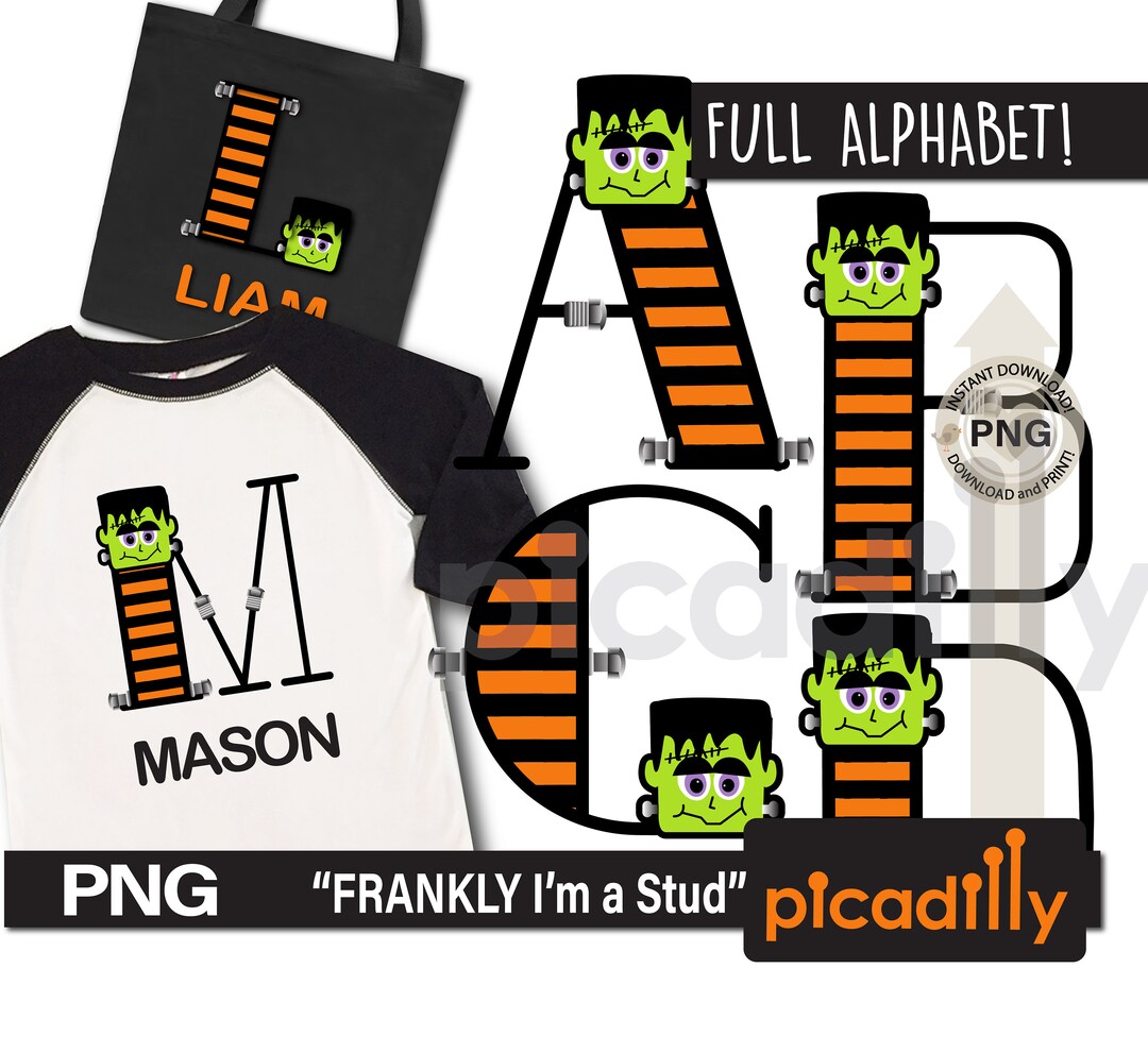 Frankenstein Alphabet PNG: 26 Individual Initials for Kids Custom ...