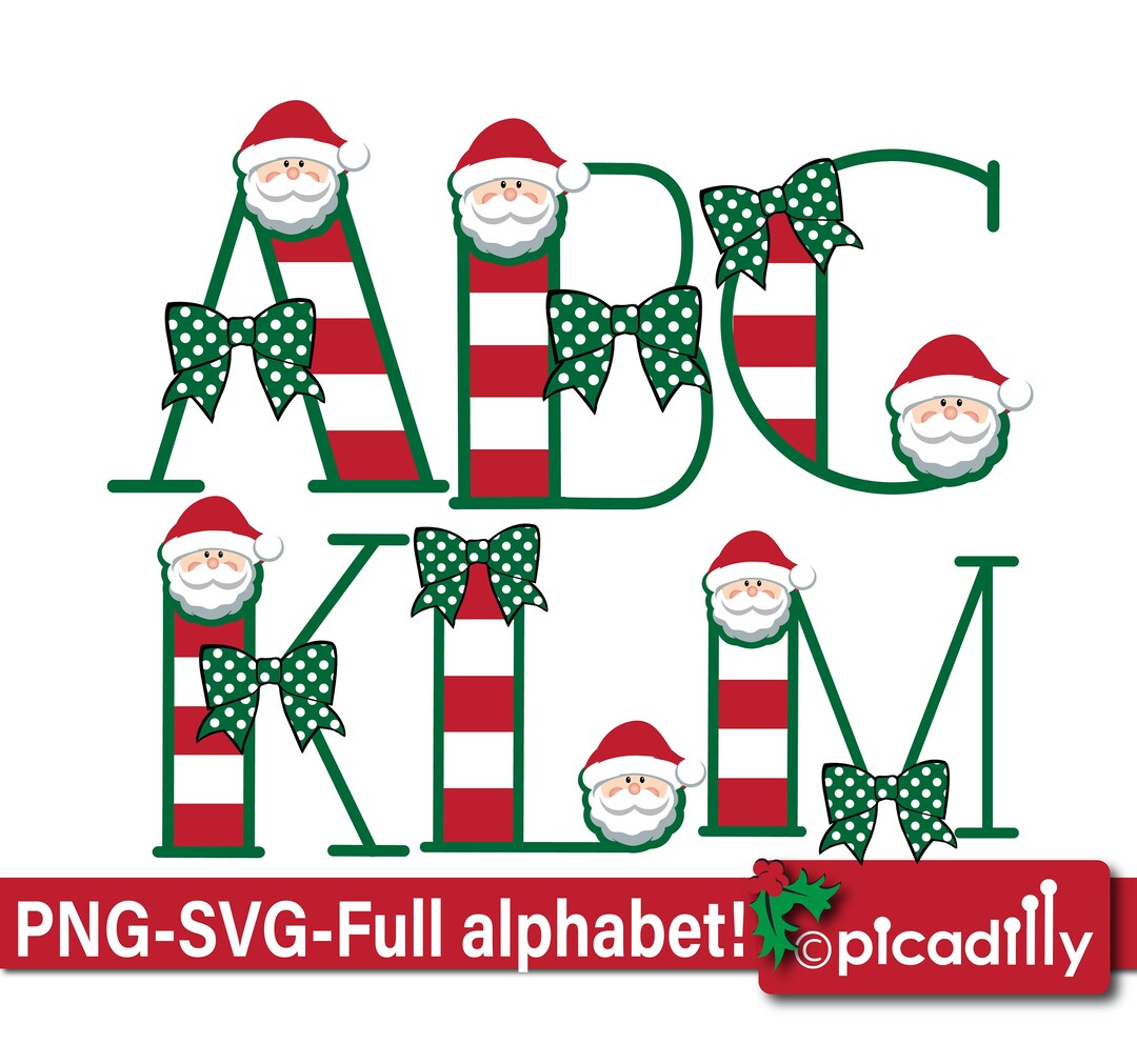 Santa Alphabet SVG, Girls Santa Clause Monogram PNG, Girls Santa ...