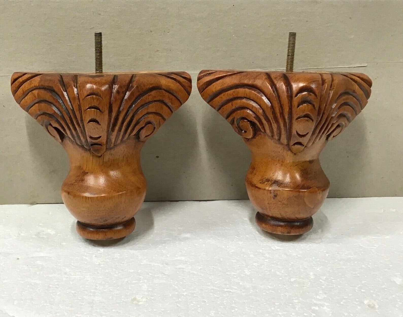 IFS100 Queen Anne Furniture 2 Legs Feet Maple Wood Cherry Finish 6 ...
