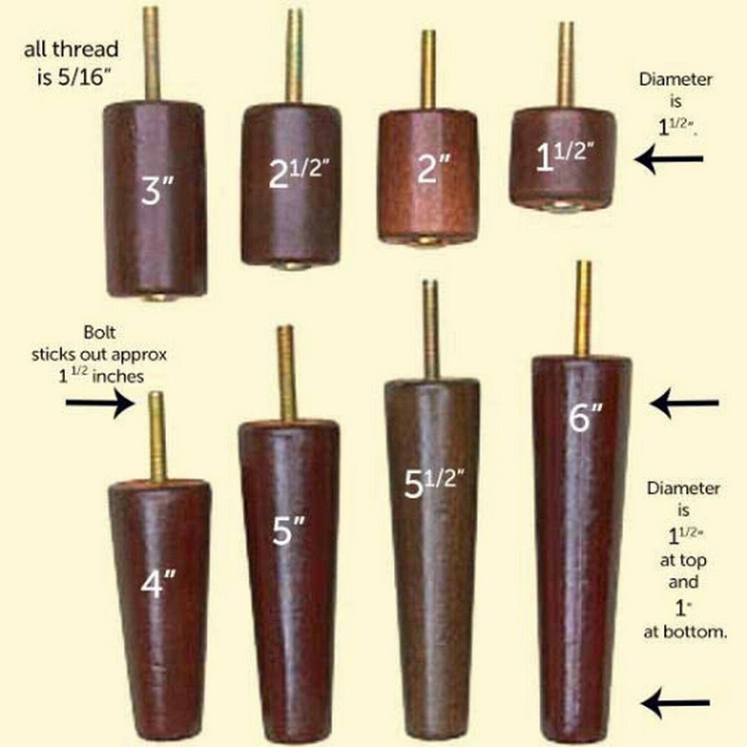 Furniture Legs for Sofa Chair Couch Ottoman Several Sizes Starting at 1 ...