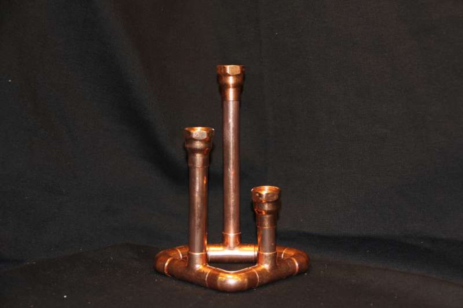 Copper Candle Holder Trio With Triangular Base - Etsy