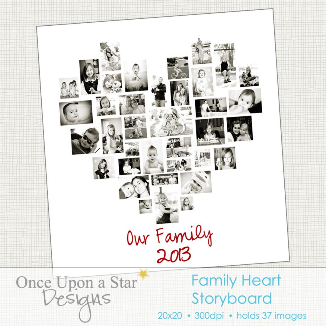 20x20 Family Heart Storyboard - 37 Images - Photographer Template - Etsy