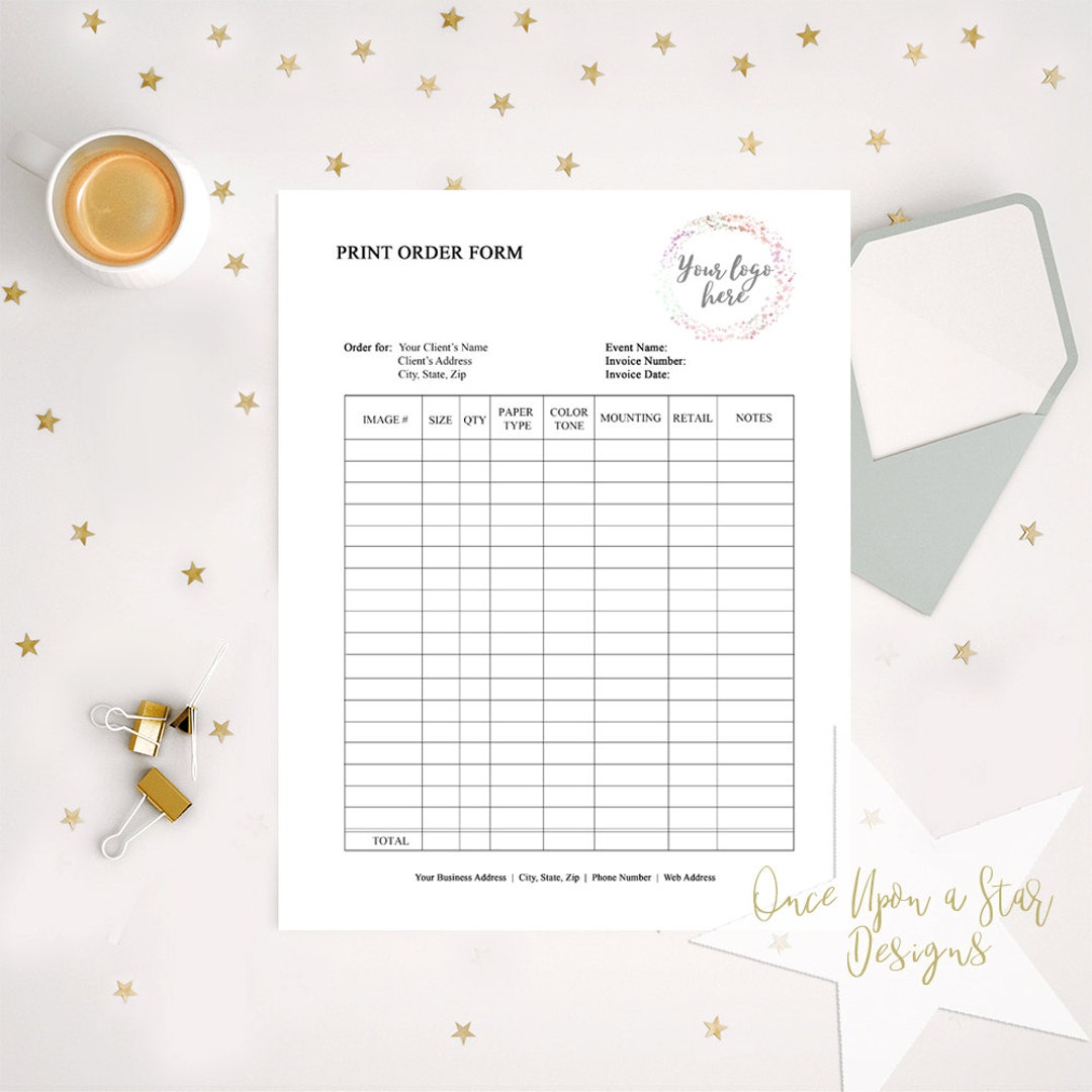 EDITABLE Print Order Form, Picture Order Form, Photography Order Form ...