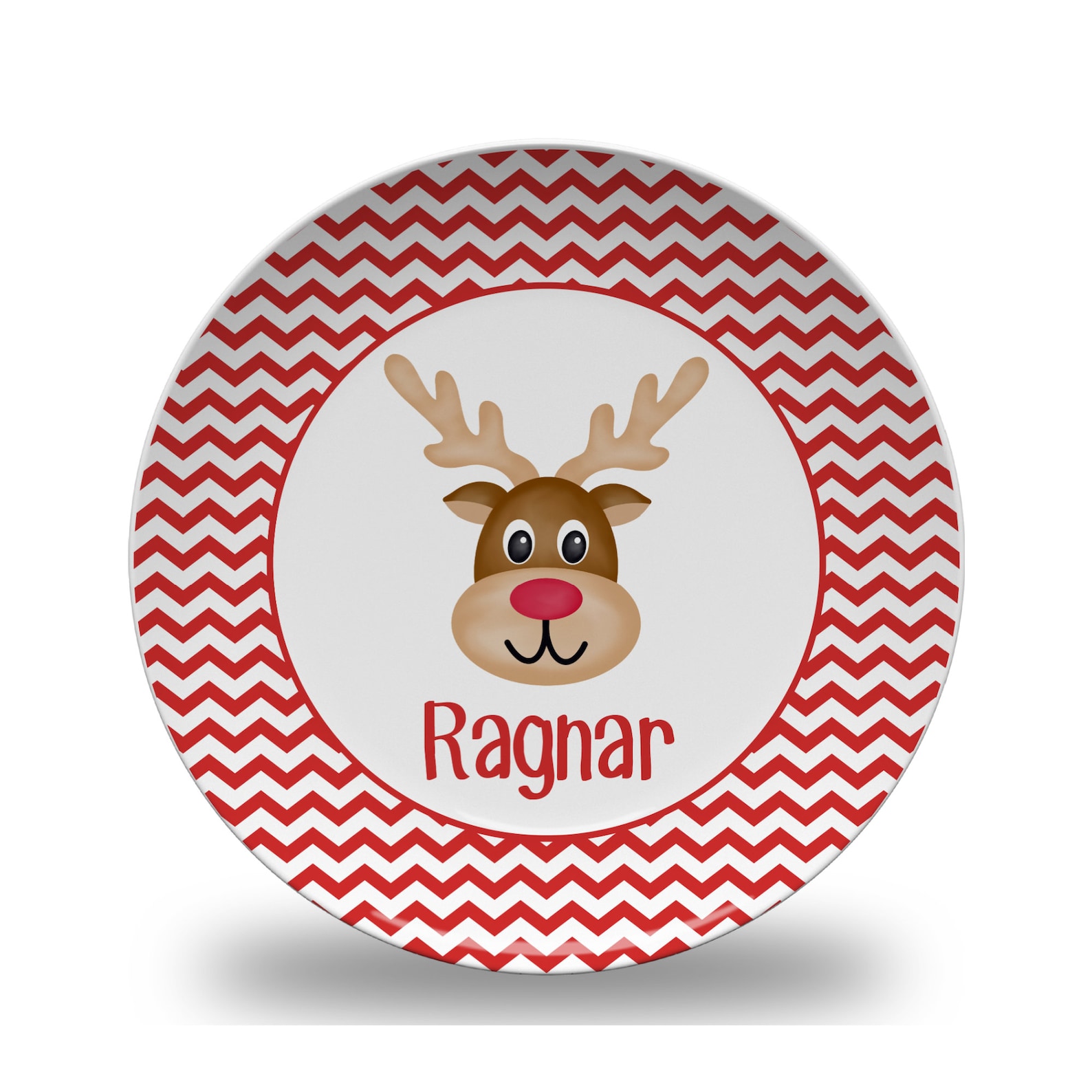 Personalized Red Reindeer Christmas Dinner Plate - Etsy