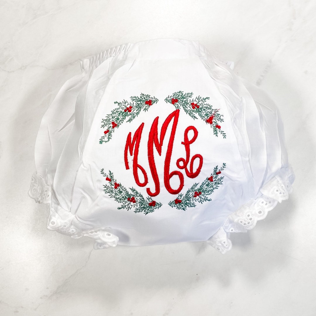 Monogrammed Christmas Infant Diaper Cover Bloomers - Newborn - Baby ...