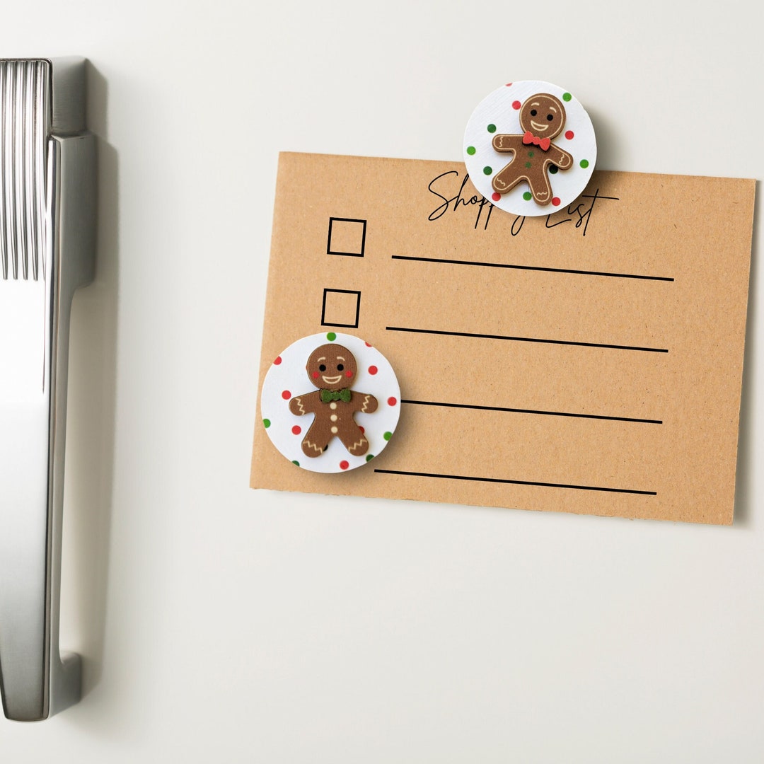Gingerbread Man Fridge Magnet: Handmade Christmas Decoration, Set of 2 ...