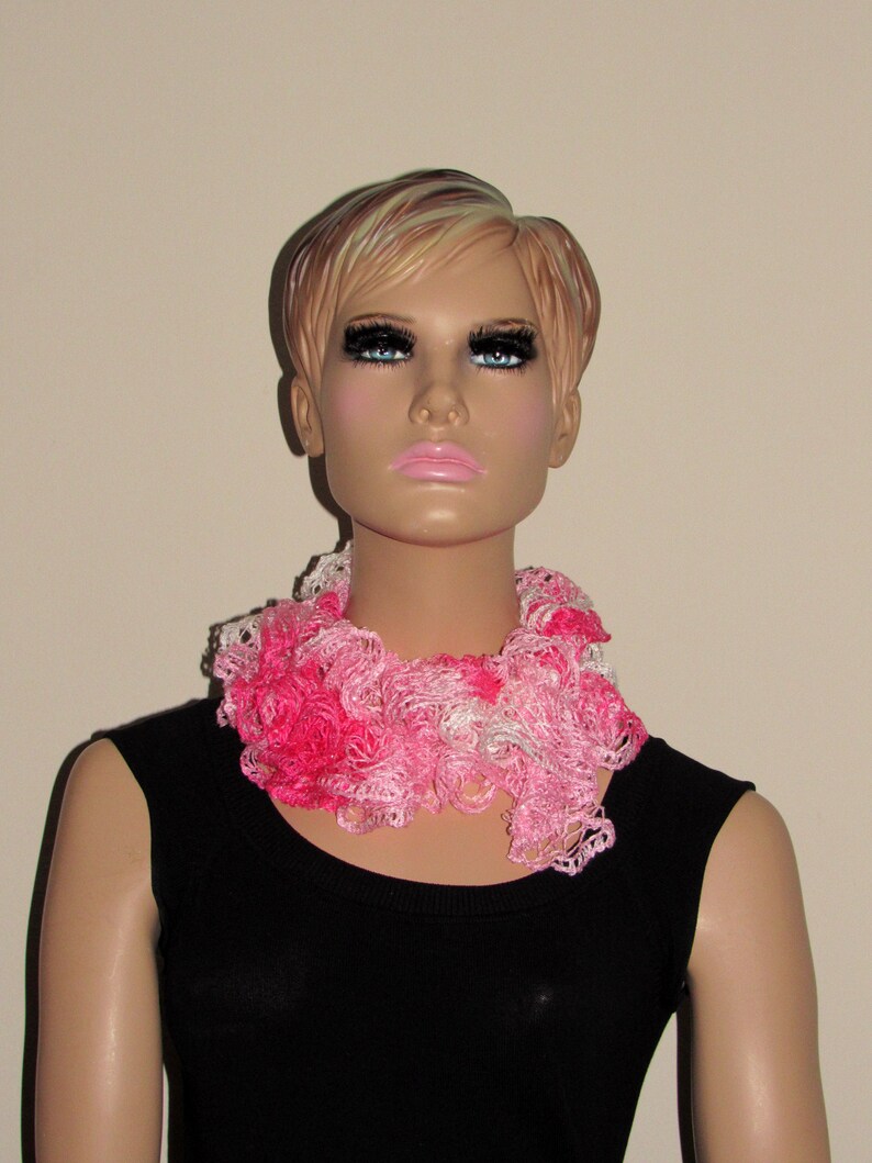 Pink Lace Crochet Neck Scarf, Summer Ruffled Lace Shawl, Lightweight ...