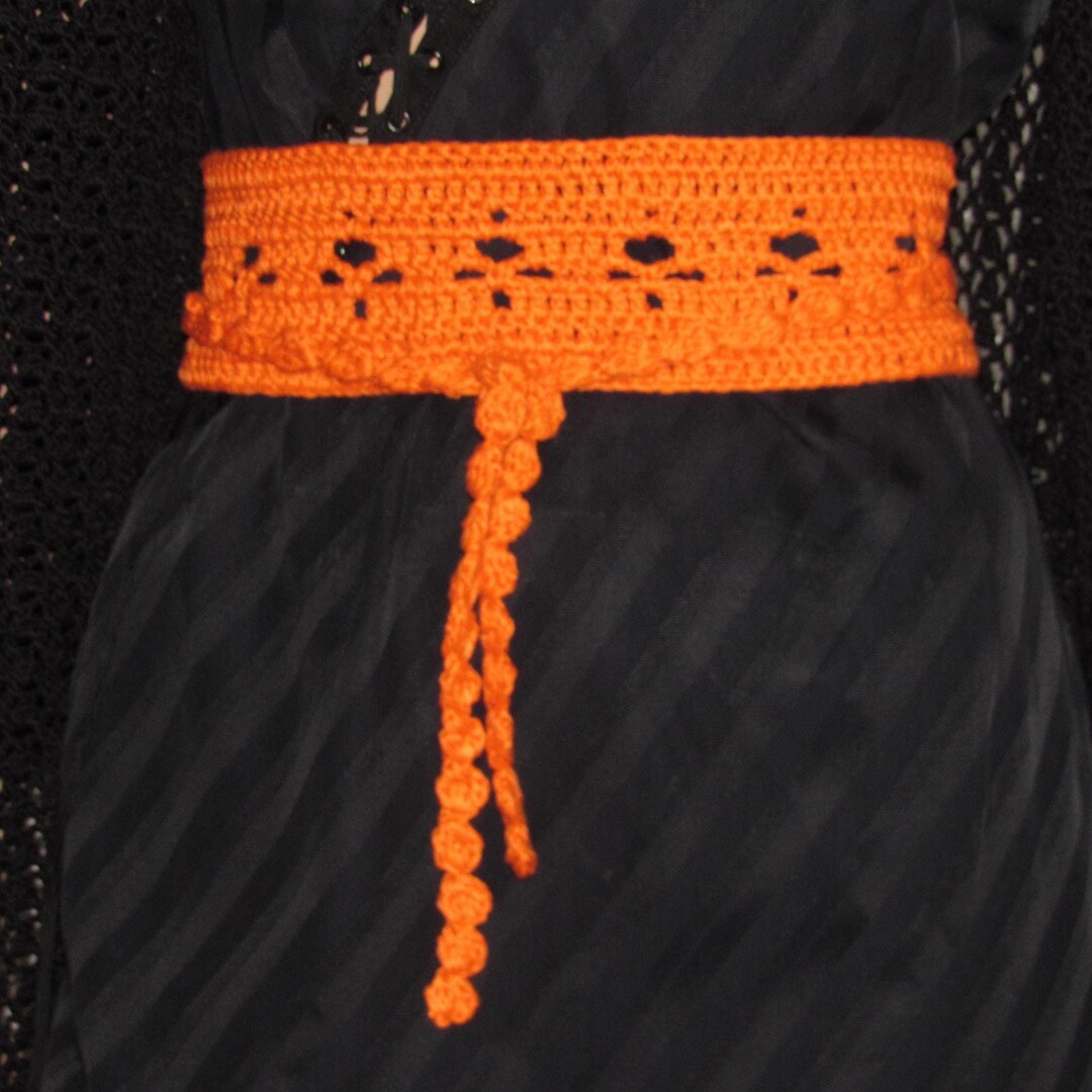 Crochet Belts, Orange Lace Belt, Victorian Inspired Wide Waist Belt ...