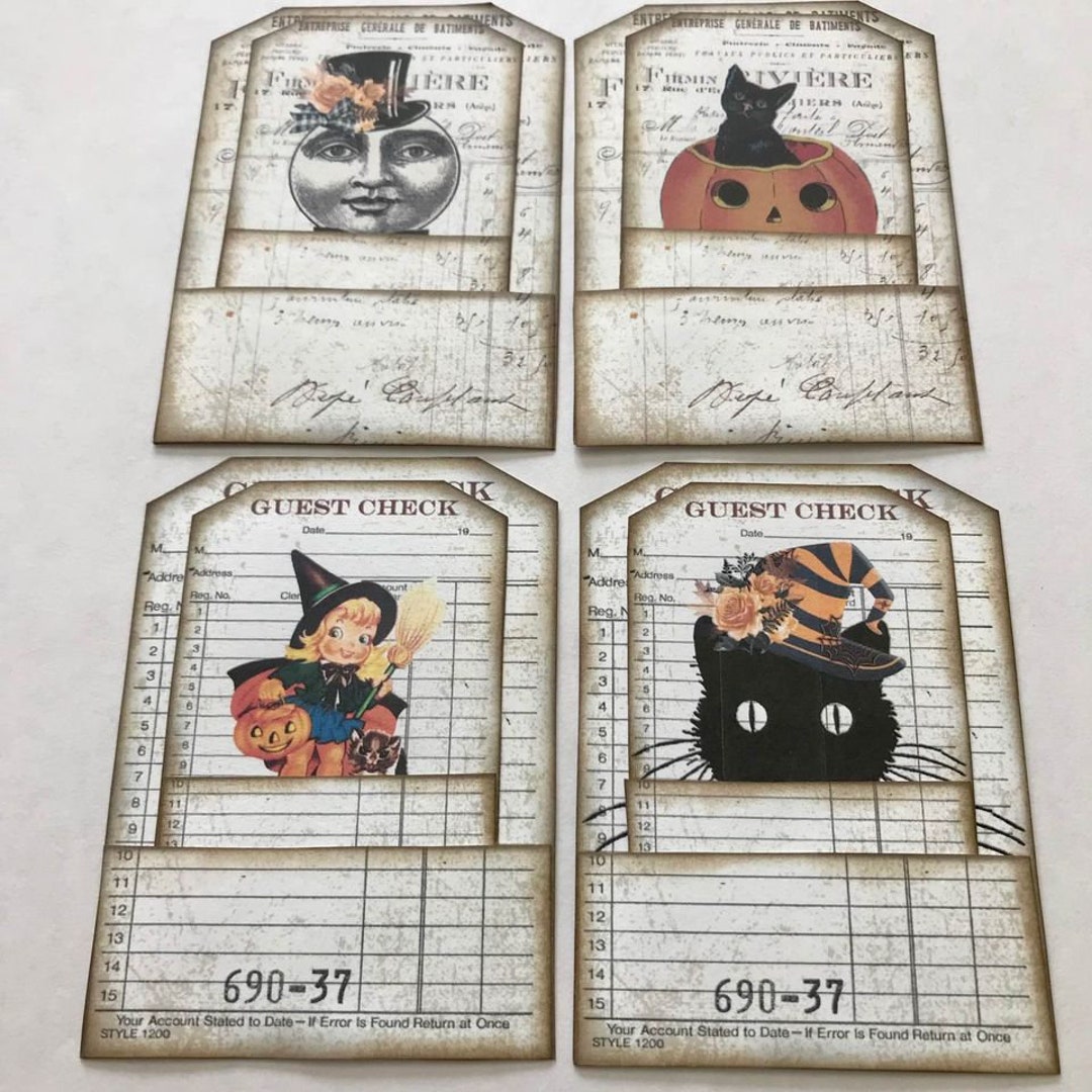 8 Handmade Vintage Retro Style Halloween Guest Check Pockets - Etsy