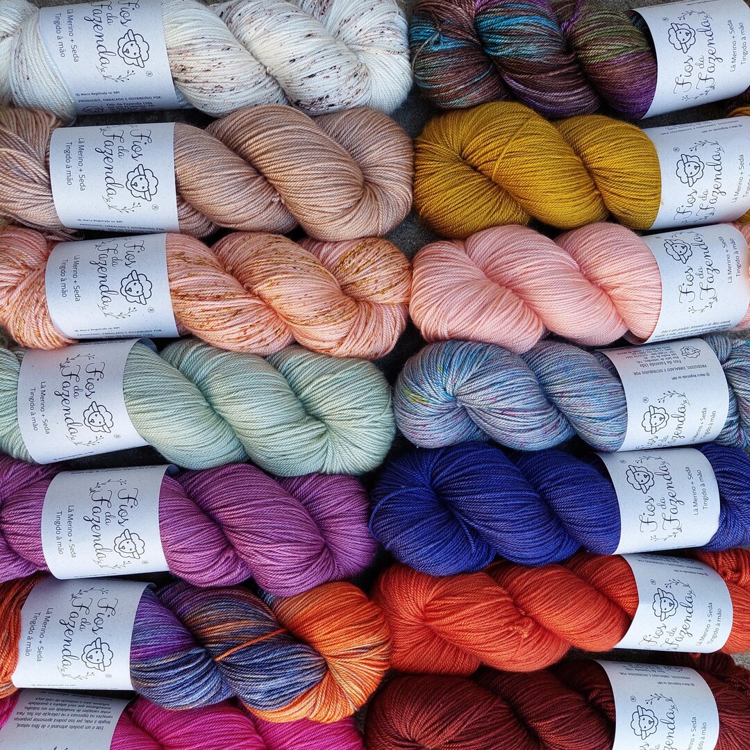 Rocío Yarn merino Silk 3.53 Oz 100g / 400 Yd 366ms Fios Da Fazenda Hand ...