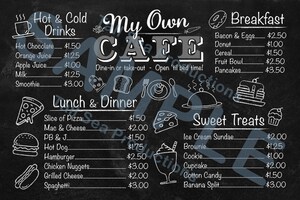 Chalkboard Style Cafe Menu Template, Cafe Menu Template, DIY Menu ...