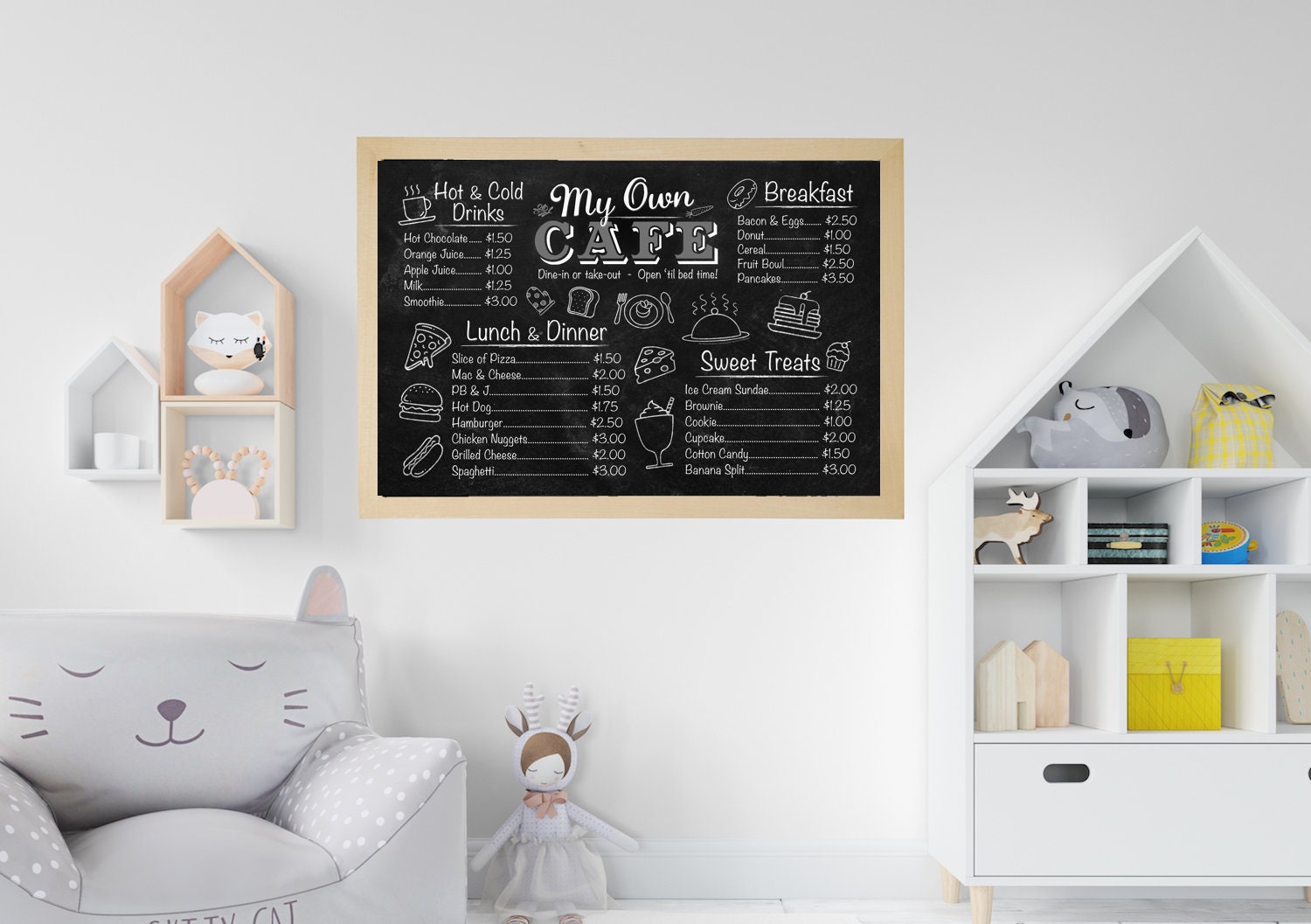 Print-yourself MY OWN Digital Wall Menu for Kids - Playroom Cafe Menu ...