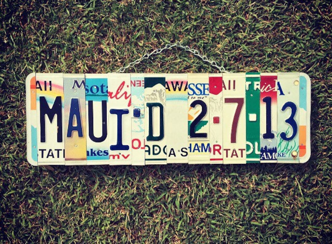Personalized Maui Wedding Date License Plate Art Sign - Etsy