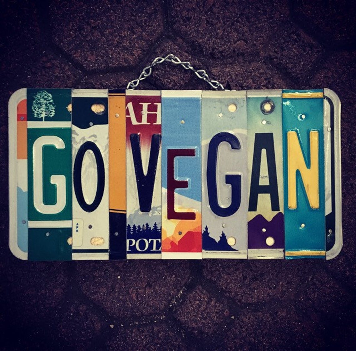 Go Vegan Recycled License Plate Art Vegan Gifts Vegan Sign - Etsy