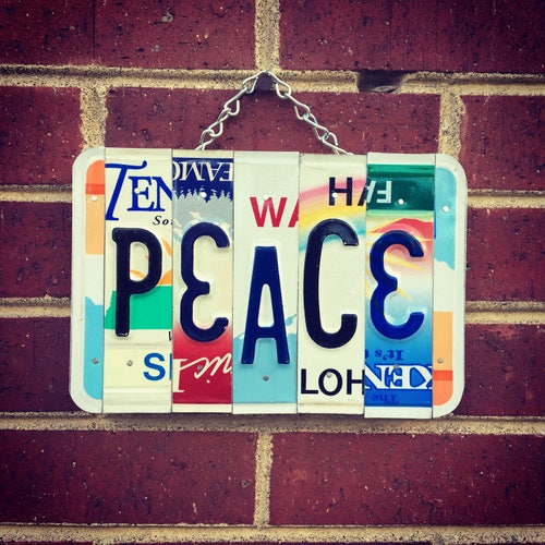 Recycled License Plate PEACE Sign License Plate Sign Boho | Etsy