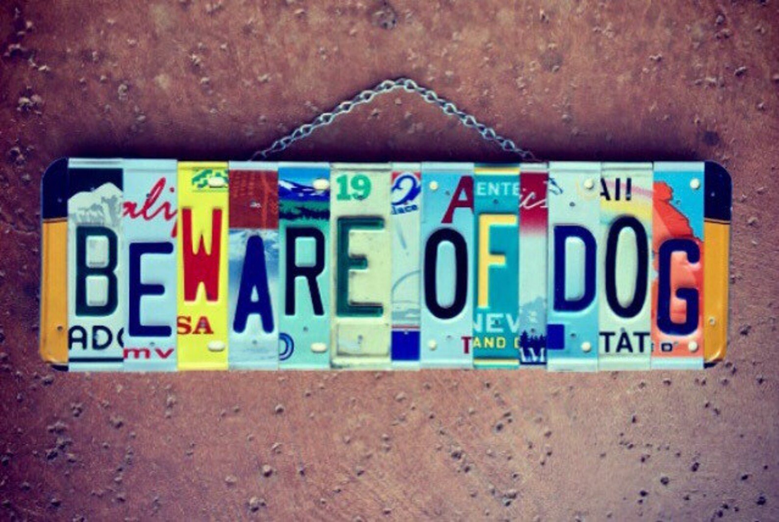 Beware of Dog License Plate Art Sign Entryway Sign Beware of - Etsy