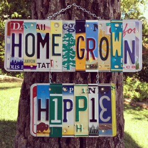 Home Grown Hippie Recycled License Plate Sign, Hippie Sign, Bohemian ...