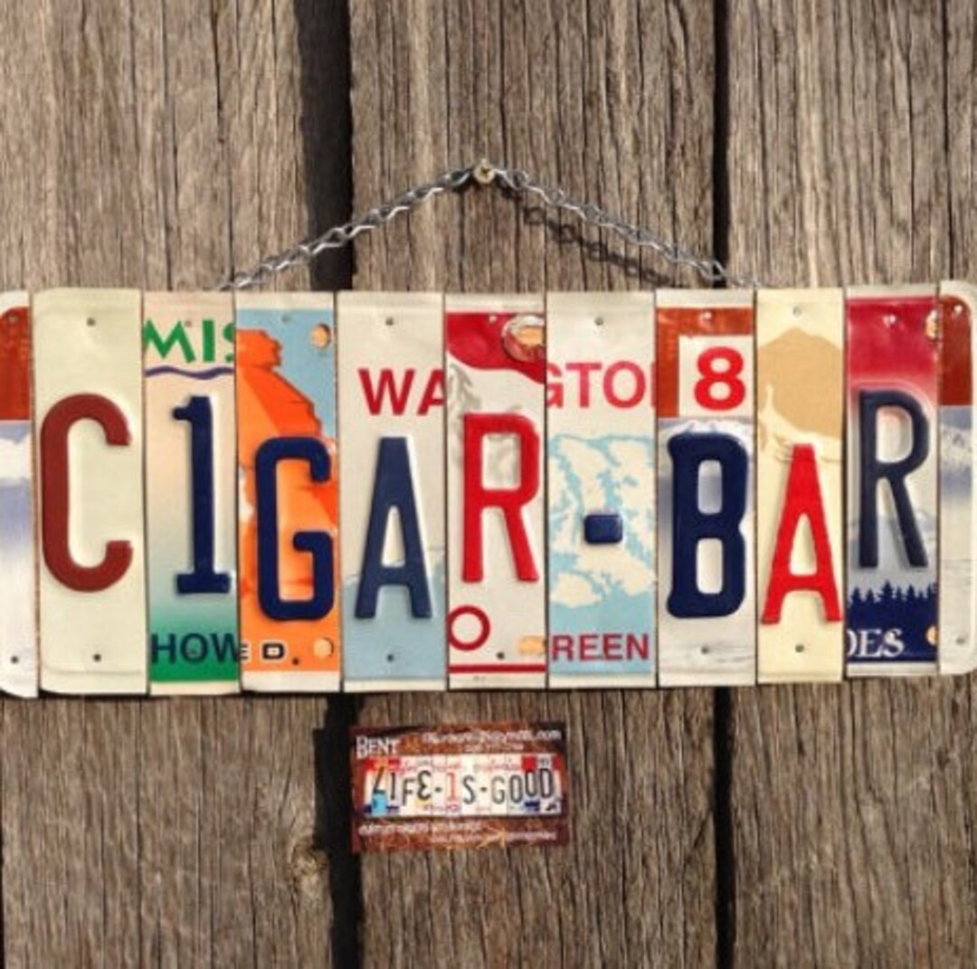 Cigar Bar License Plate Sign - Fathers Day Gift - Gift for Him ...