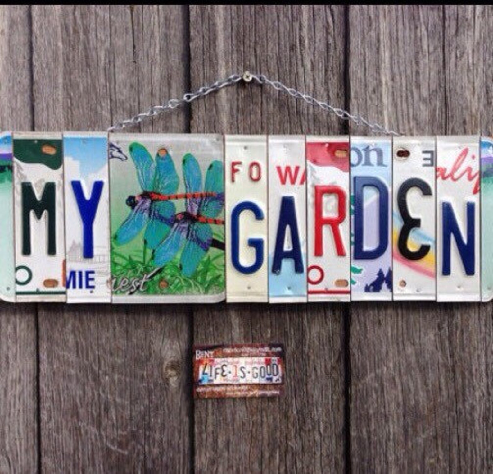 Dragonfly License Plate Garden Sign, Dragonfly Art, Garden Decor ...
